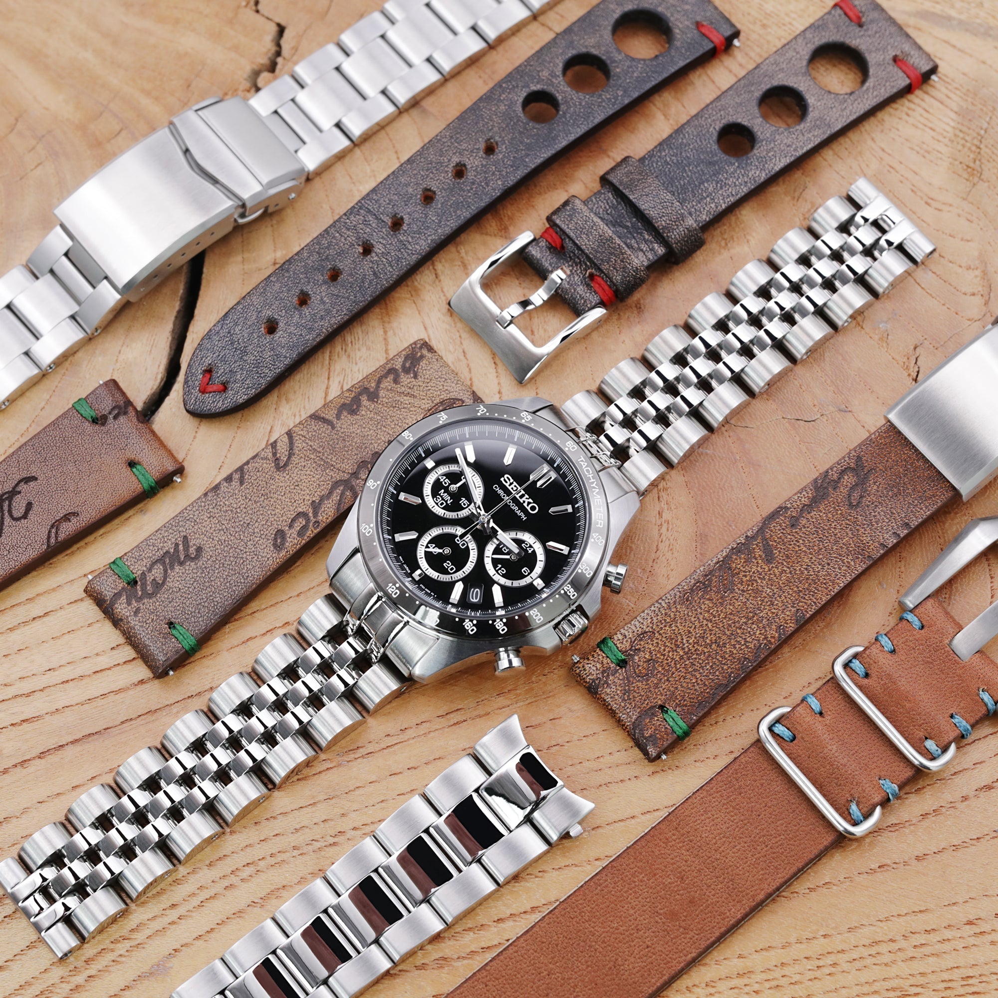 Seiko SPIRIT Mecha-Quartz Chronograph Watch SBTR021 - Strapcode