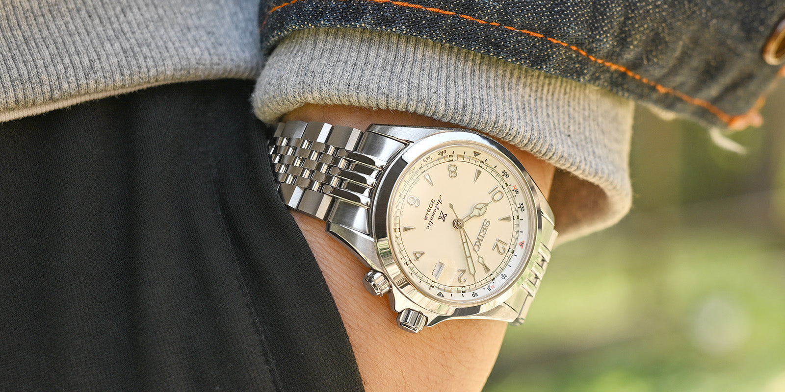 Seiko Alpinist SARB017 - Strapcode Asteroid Bracelet | WatchinTyme