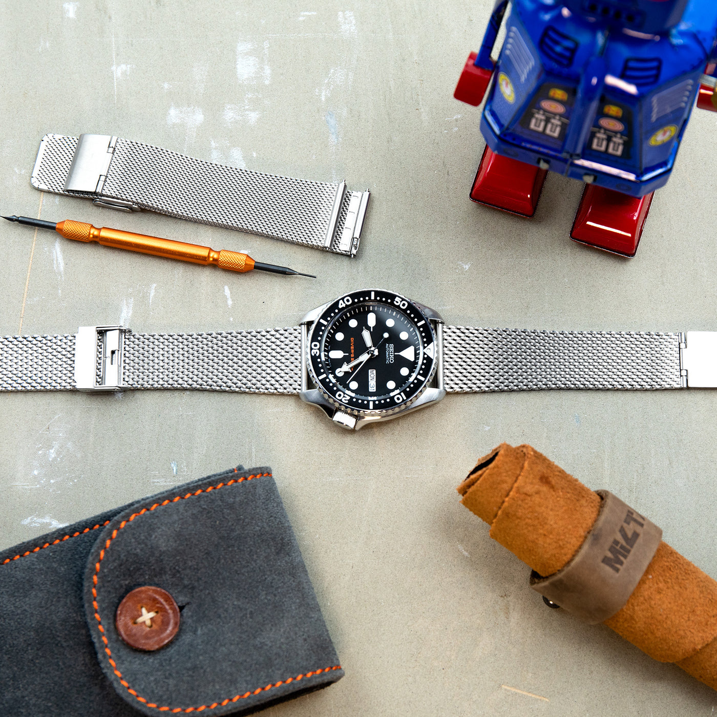 Quick Release Tapered Milanese Brushed Mesh Watch Band | Strapcode