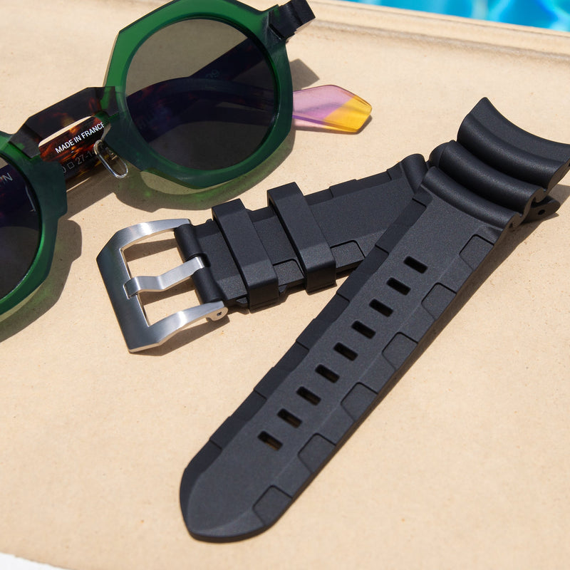 Semi-curved lug watch bands Croco grain watch straps | Strapcode