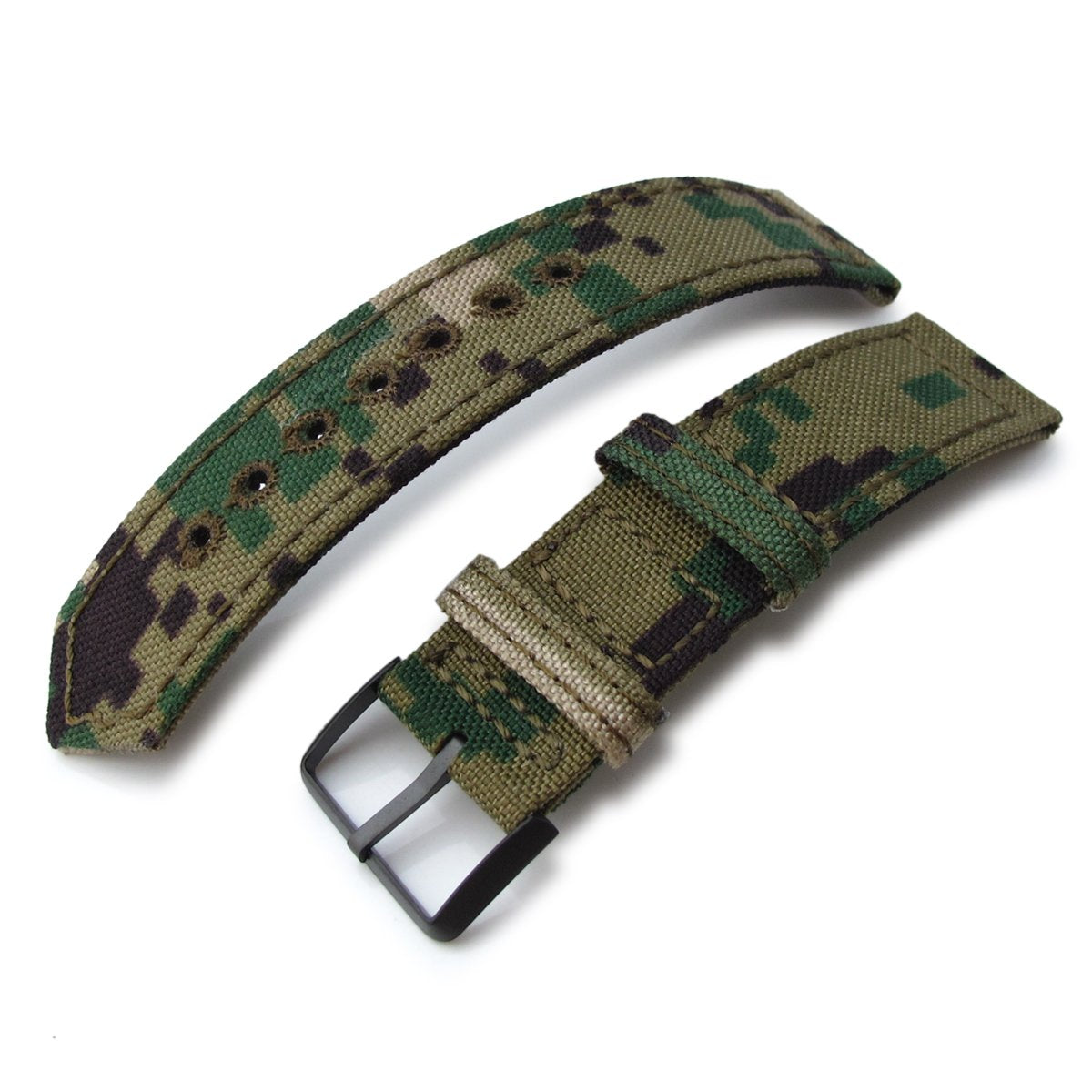 20mm, 21mm or 22mm MiLTAT WW2 2-piece Woodland Camo Cordu-1000D Armban ...