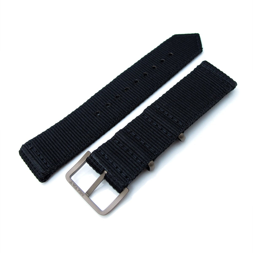 22mm Two Piece WW2 G10 Black 3D Nylon Watch Bands, Bronze Buckle ...