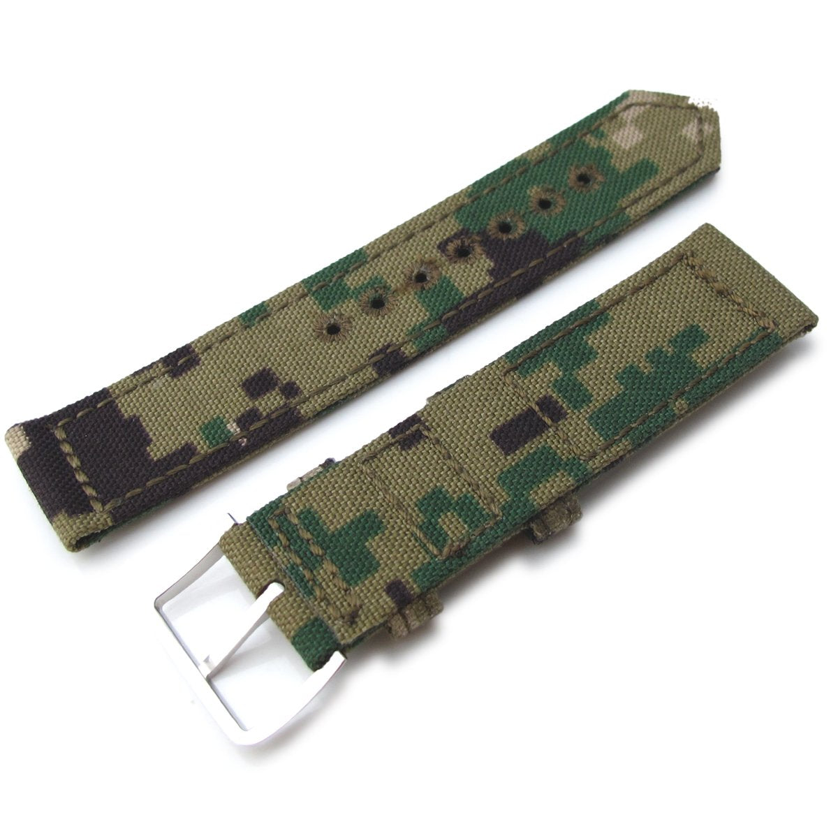 20mm, 21mm or 22mm MiLTAT WW2 2-piece Woodland Camo Cordu-1000D Fabric ...