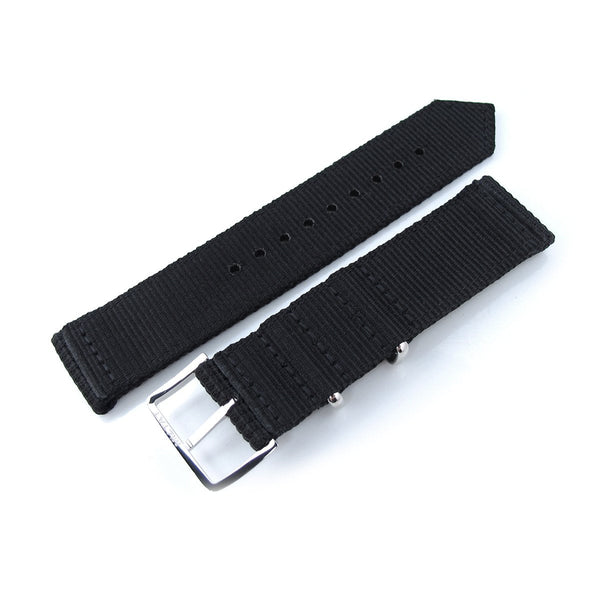 20mm, 22mm 2-Piece WW2 G10 Black 3D Nylon watch bands, Polished Buckle ...