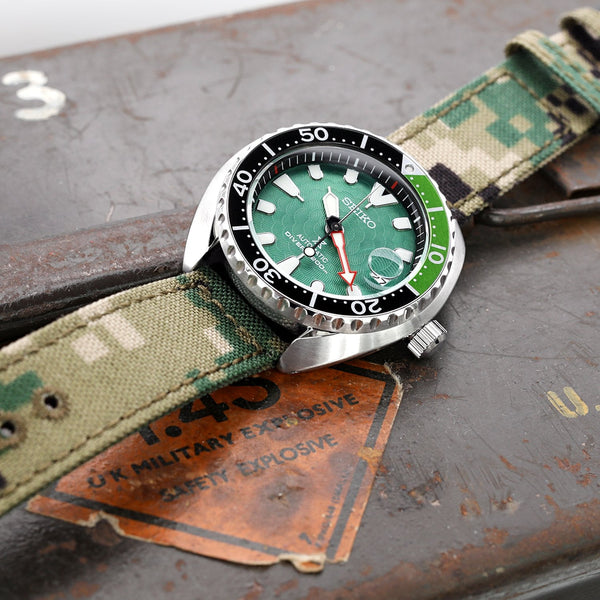 20mm, 21mm, 22mm MiLTAT WW2 Woodland Camo Cordura 1000D Watch Bands ...