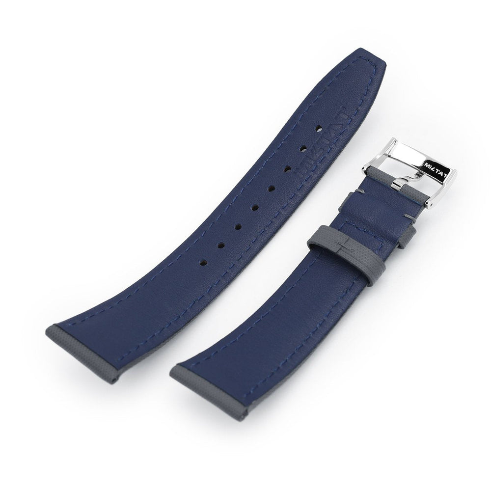 22mm Military Grey Woven Texture Watch Strap, Polished | Strapcode