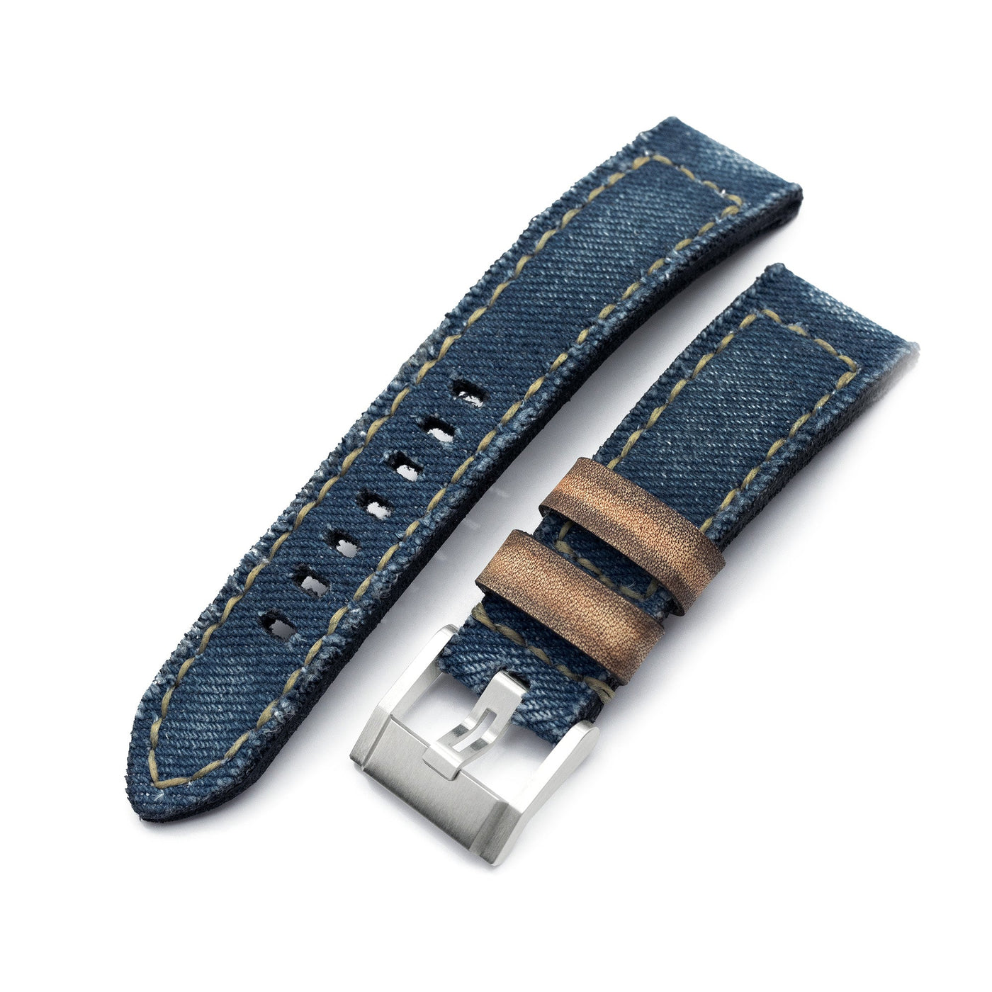 23mm Gunny X MT Denim Blue Washed Canvas Watch Band | Strapcode