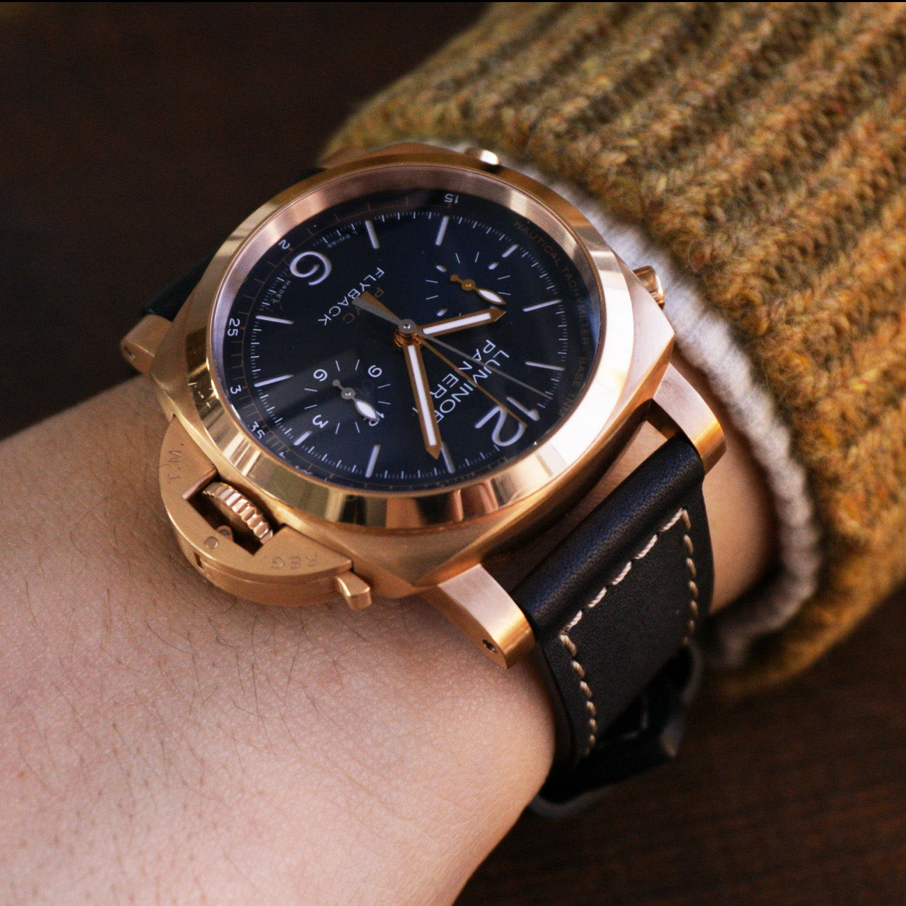 Black French Barenia Leather PAM Watch Strap for Panerai | Strapcode
