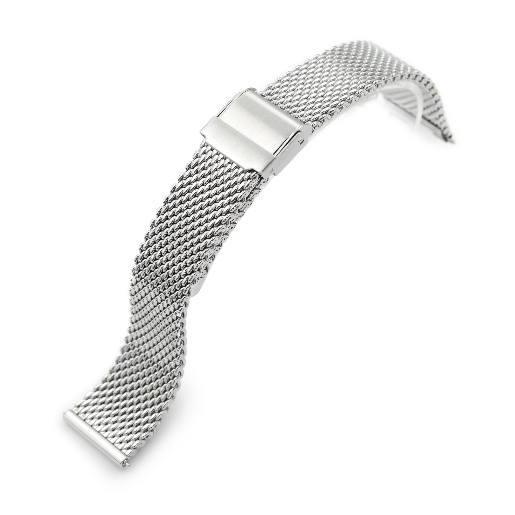Quick Release Tapered Milanese Polished Mesh Watch Band | Strapcode