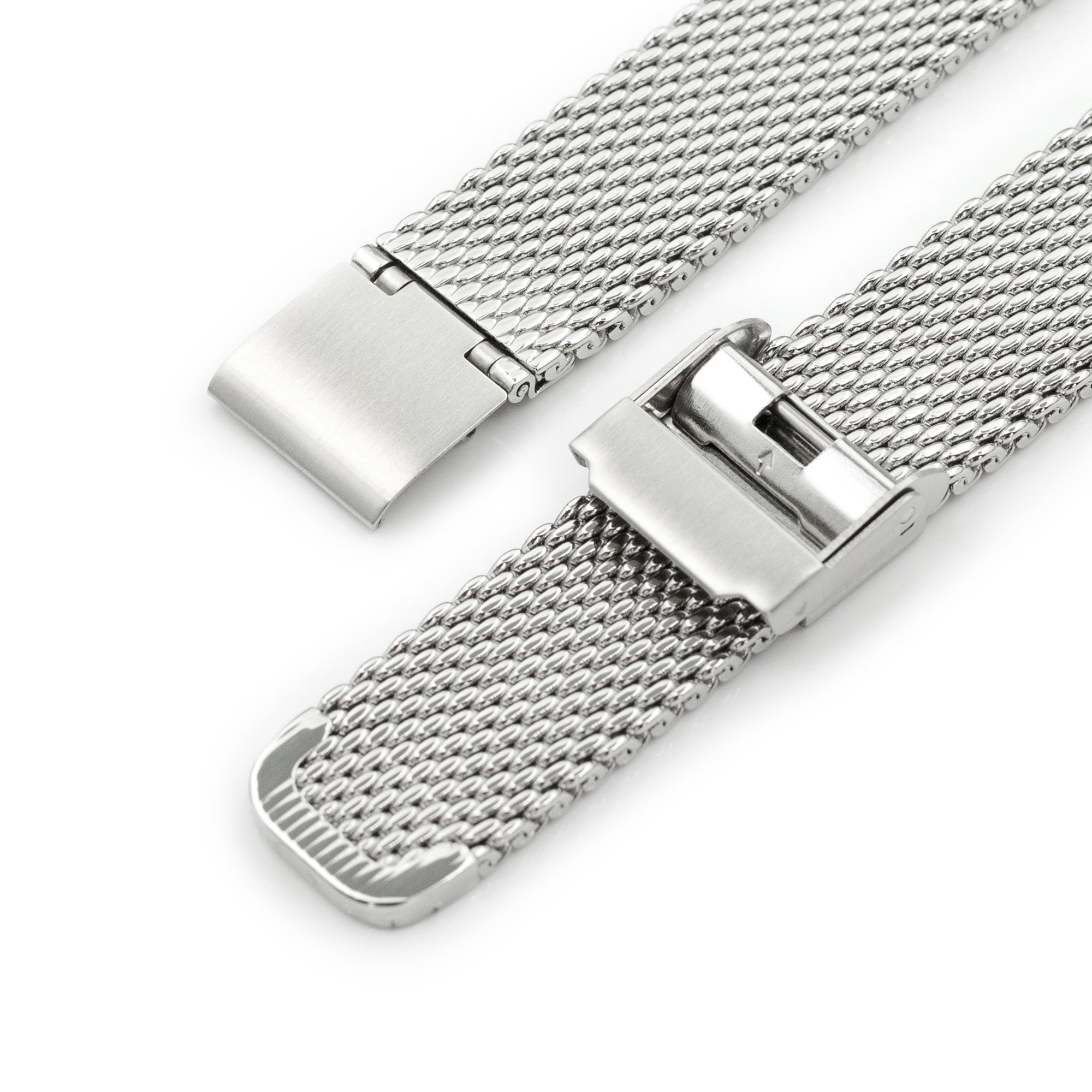 Quick Release Tapered Milanese Polished Mesh Watch Band | Strapcode