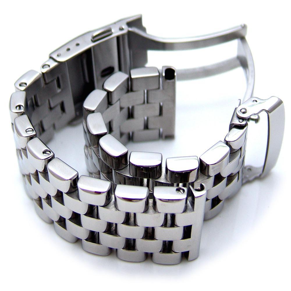 Polished Engineer Solid Link 316L Stainless Steel Watch Bracelet Band ...