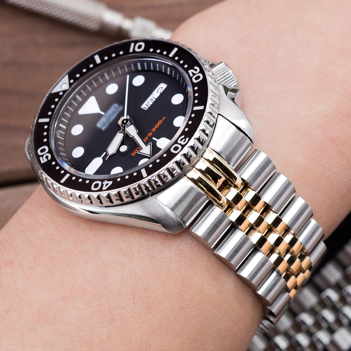 22mm Super-J Louis Two-Tone Band for Seiko SKX007 SKX009 | StrapCode