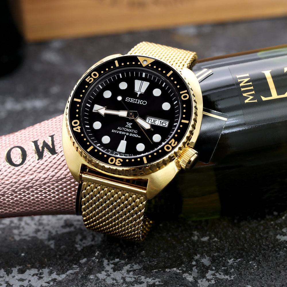 20mm, 22mm Tapered Milanese Wire Mesh Band, Polished IP Gold | Strapcode