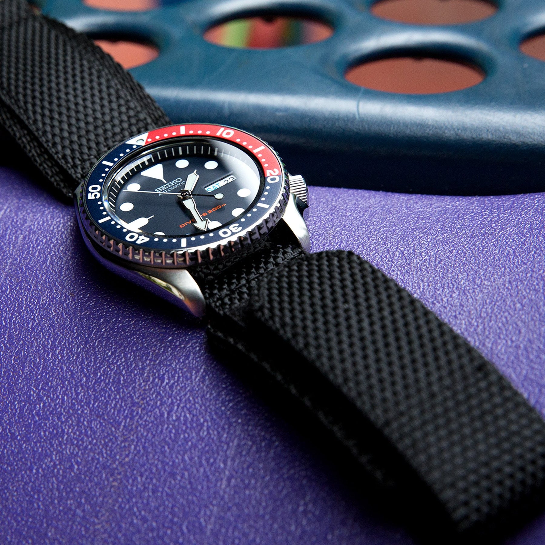MiLTAT Honeycomb Black Nylon Velcro Fastener Watch Strap Sandblasted ...