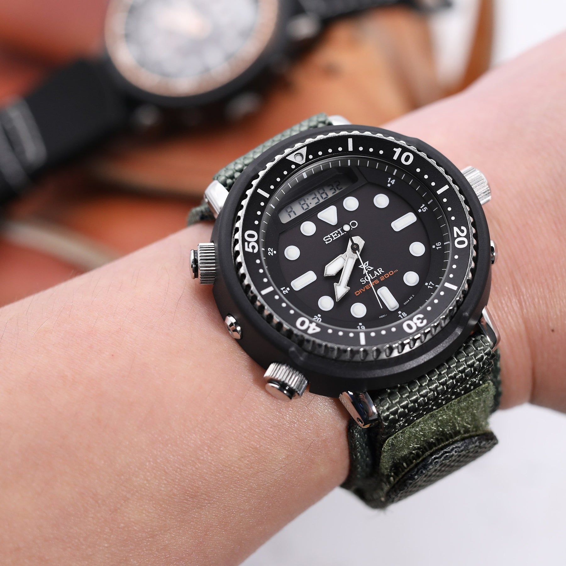 22mm MiLTAT Honeycomb Military Green Nylon Velcro Fastener Watch Strap ...