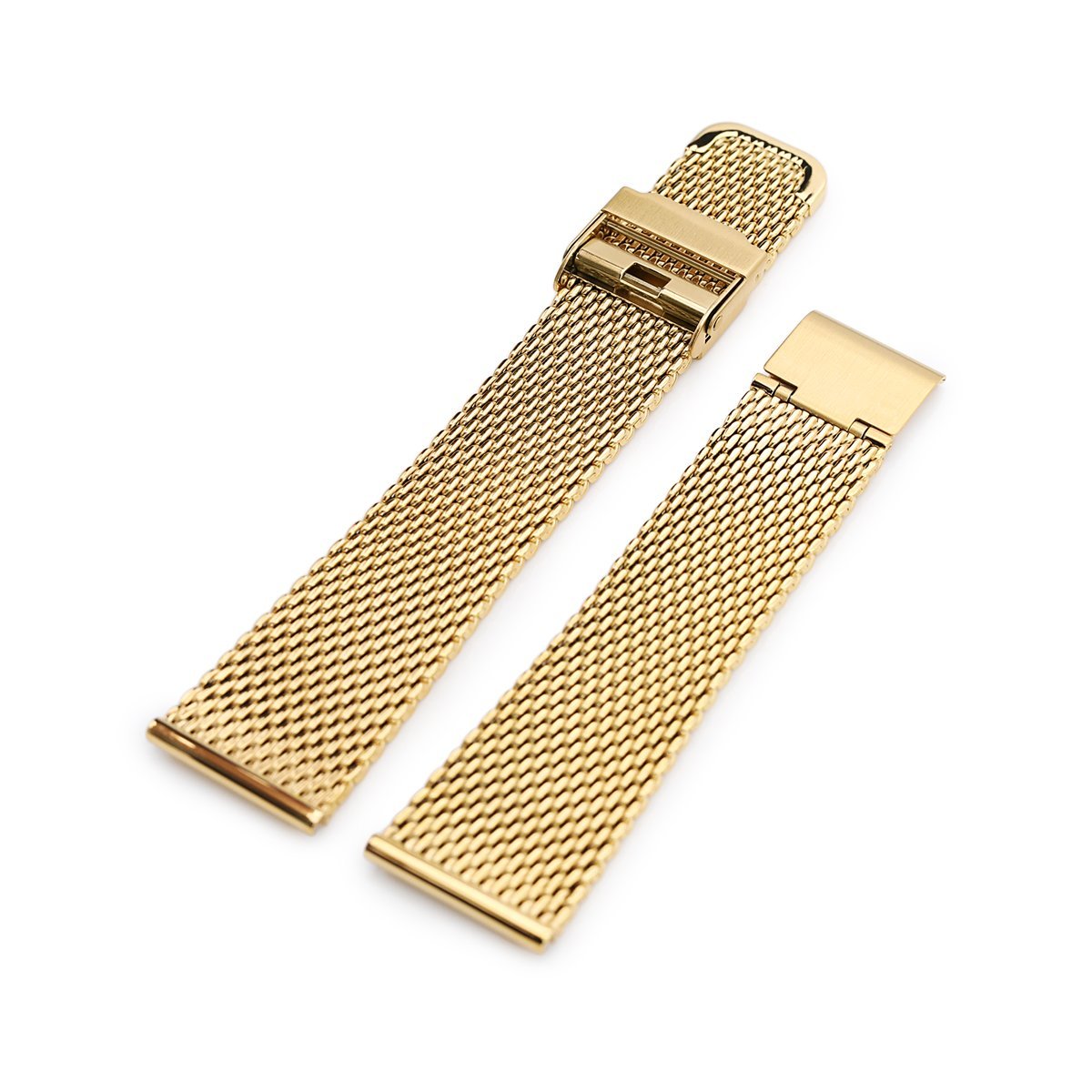 20mm, 22mm Tapered Milanese Wire Mesh Band, Polished IP Gold | Strapcode