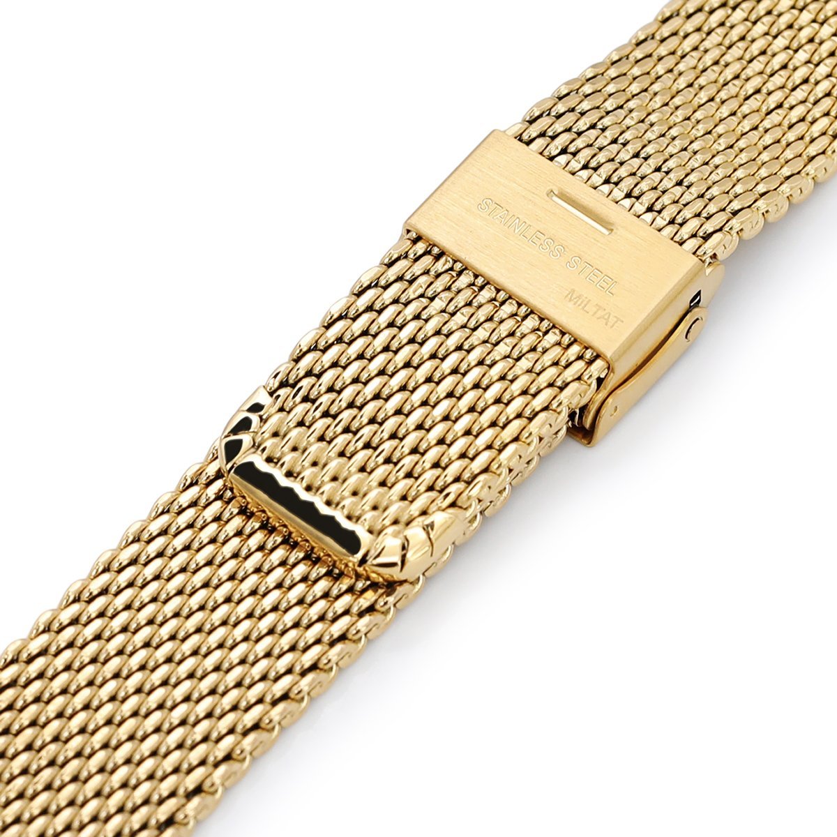 20mm, 22mm Tapered Milanese Wire Mesh Band, Polished IP Gold | Strapcode