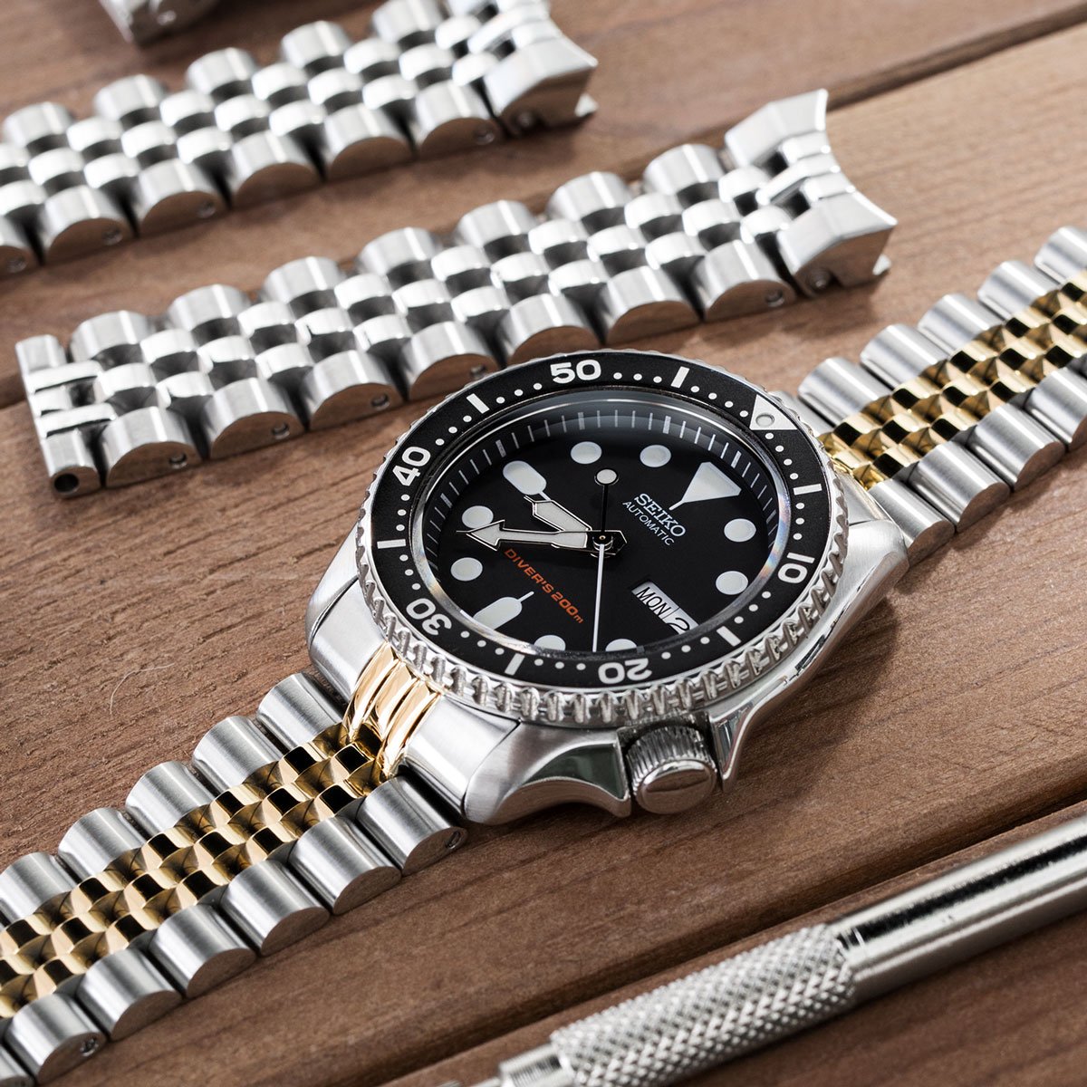 22mm Super-J Louis Two-Tone Band for Seiko SKX007 SKX009 | StrapCode