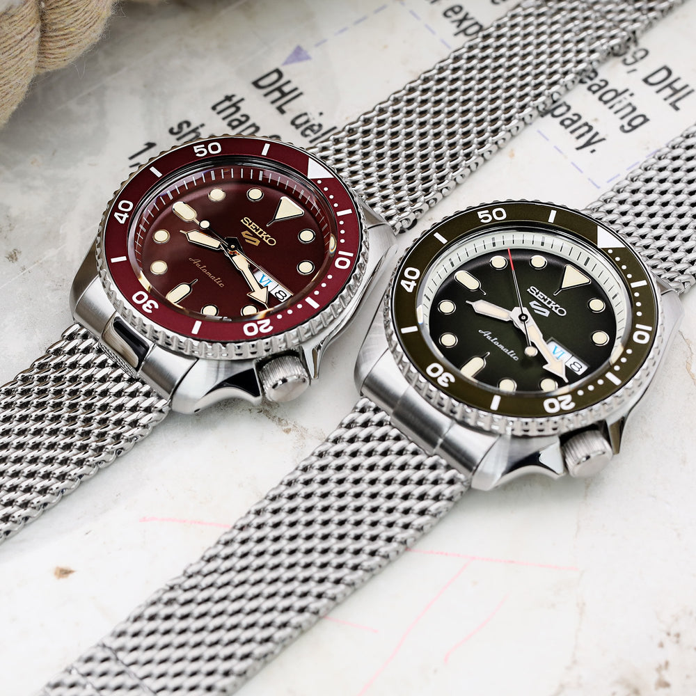 Curved Endlink Massy Mesh Watch Bands for Seiko 5 Mod | Strapcode