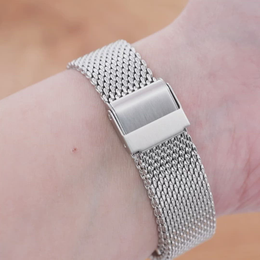 Quick Release Tapered Milanese Polished Mesh Watch Band | Strapcode