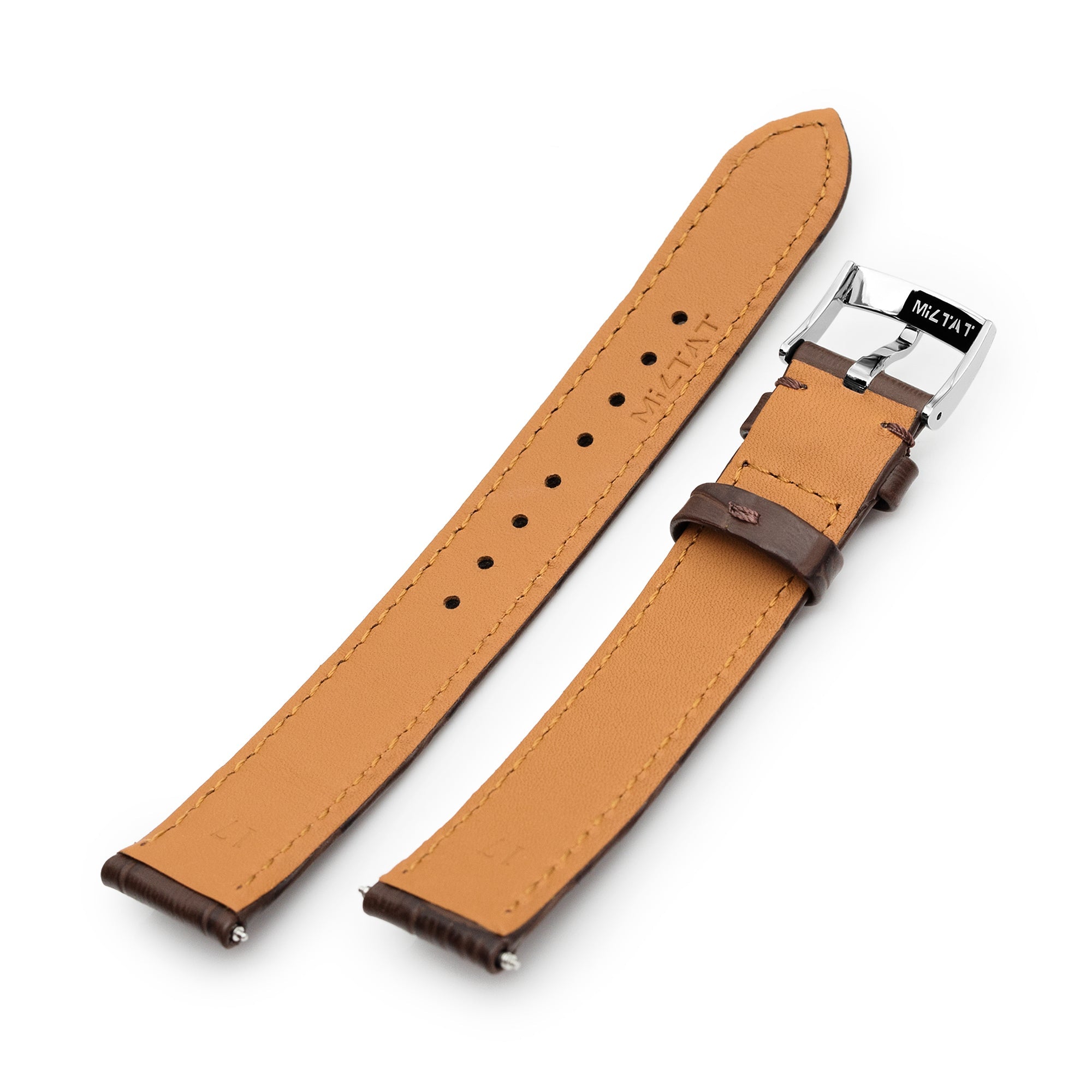 17mm Brown CrocoCalf (Italian Croco Grain) Flat Watch Band | Strapcode