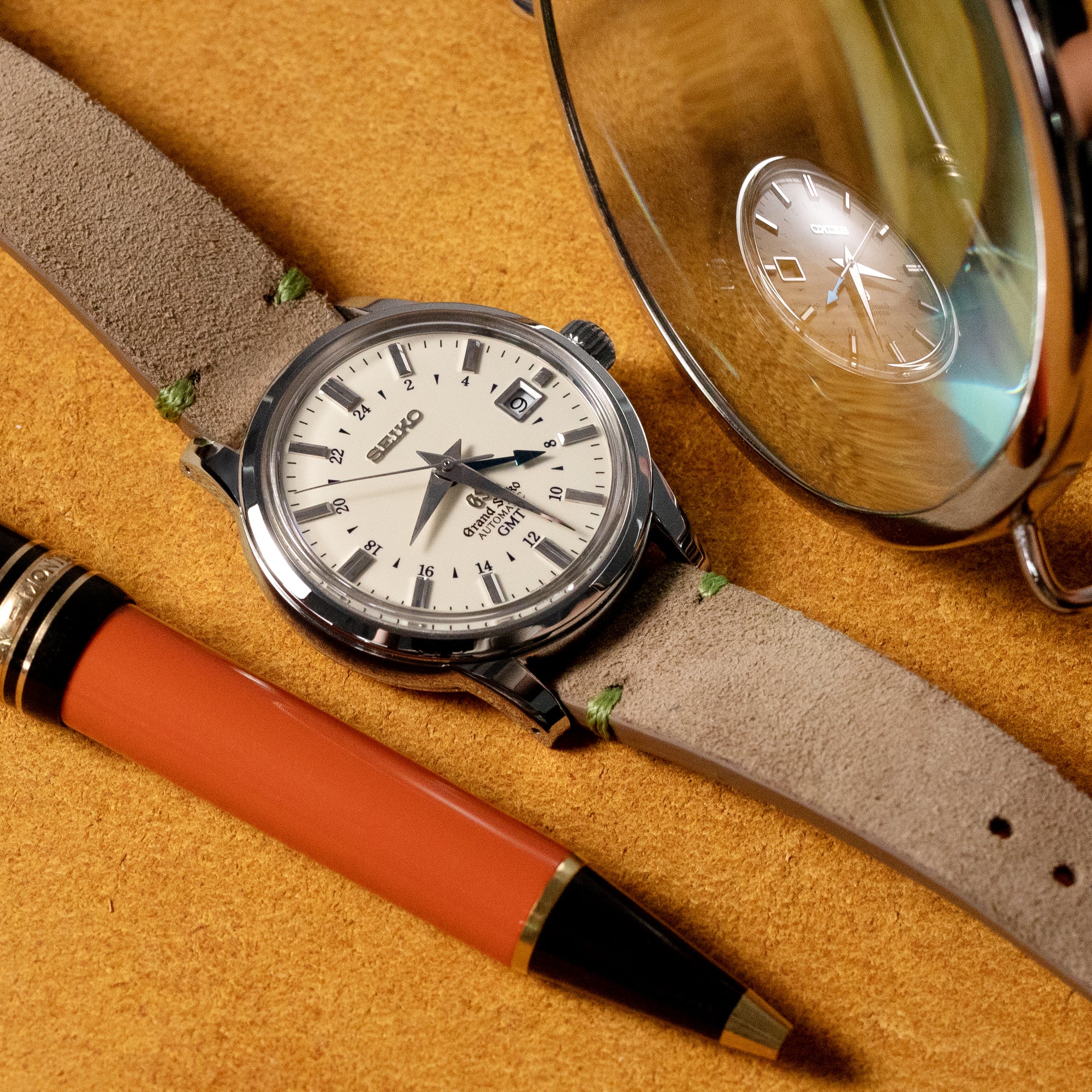 Q.R. Tan Khaki Suede strap 19mm - 21mm Leather Watch Band | Strapcode