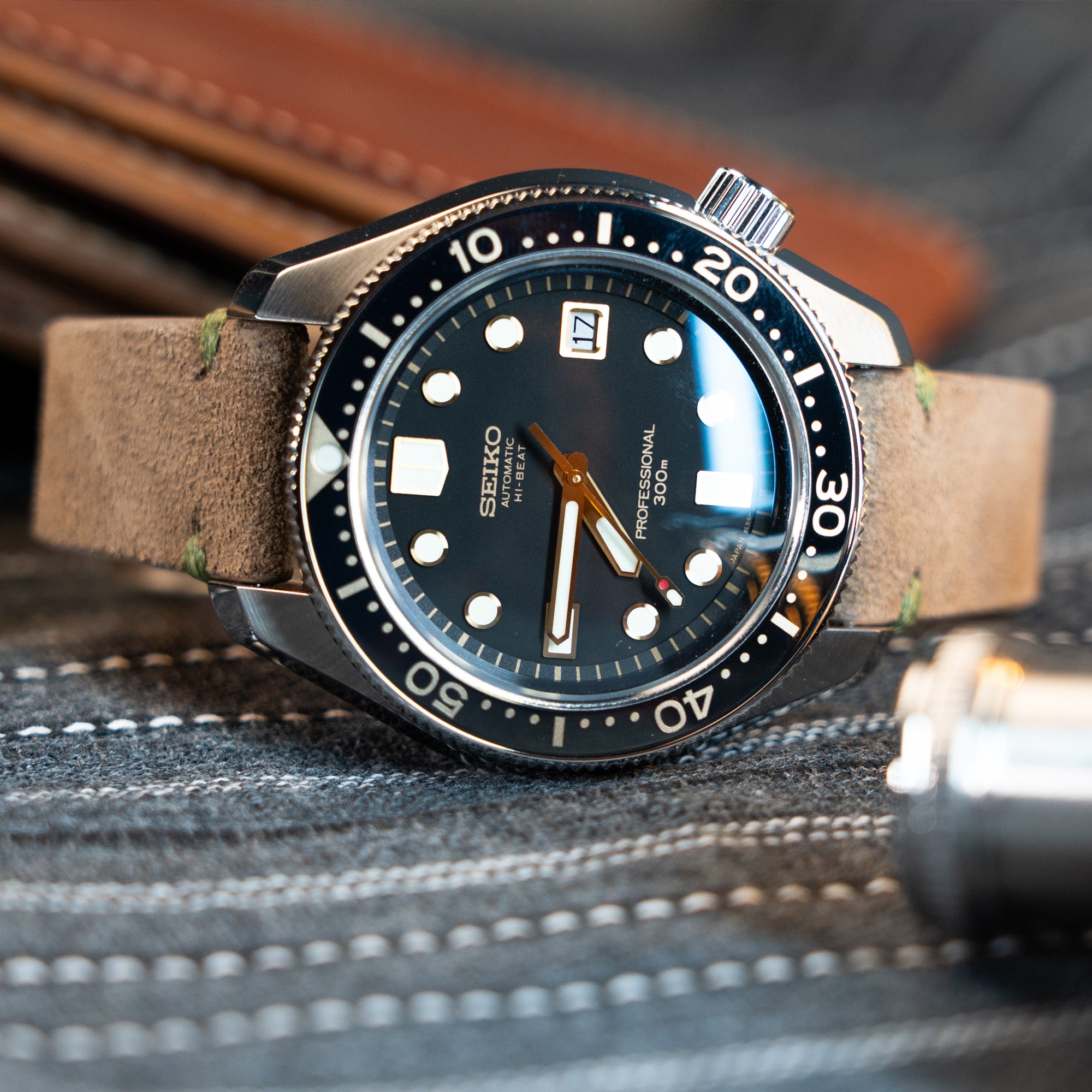 Q.R. Tan Khaki Suede strap 19mm - 21mm Leather Watch Band | Strapcode