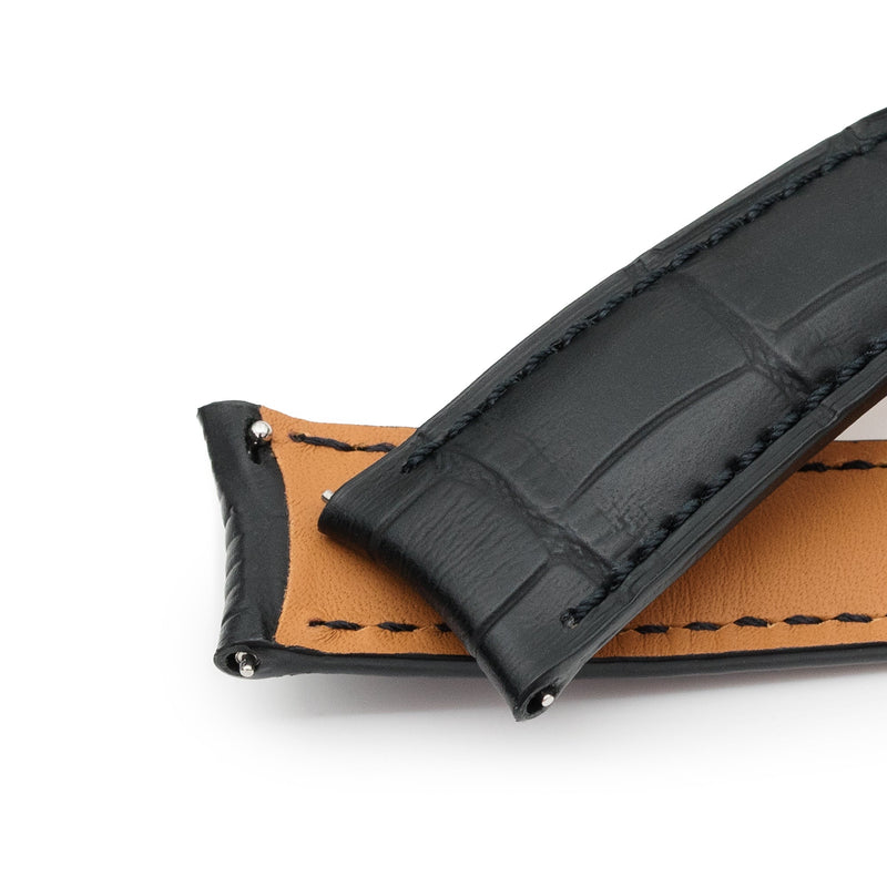 Semi-curved lug watch bands Croco grain watch straps | Strapcode