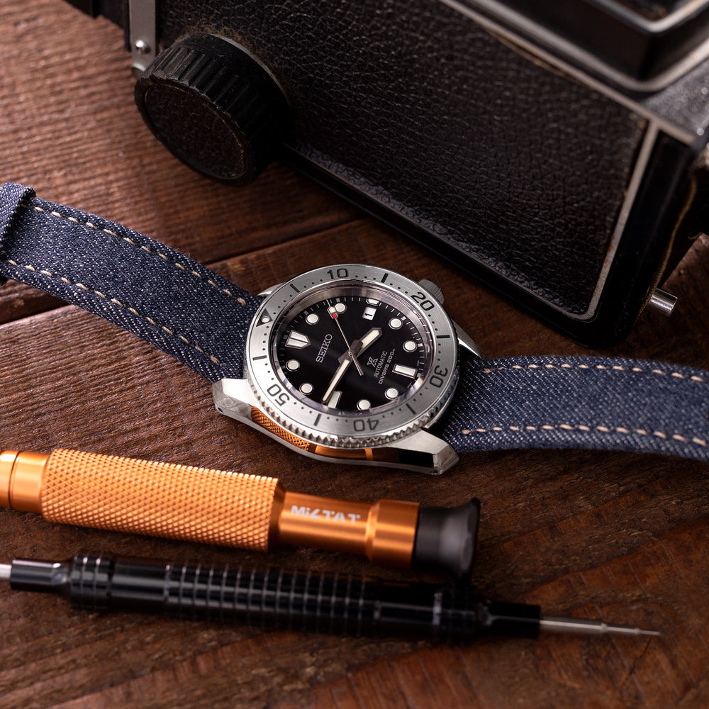 Q.R. Upcycled Denim watch strap 20mm or 22mm Watch Band | Strapcode