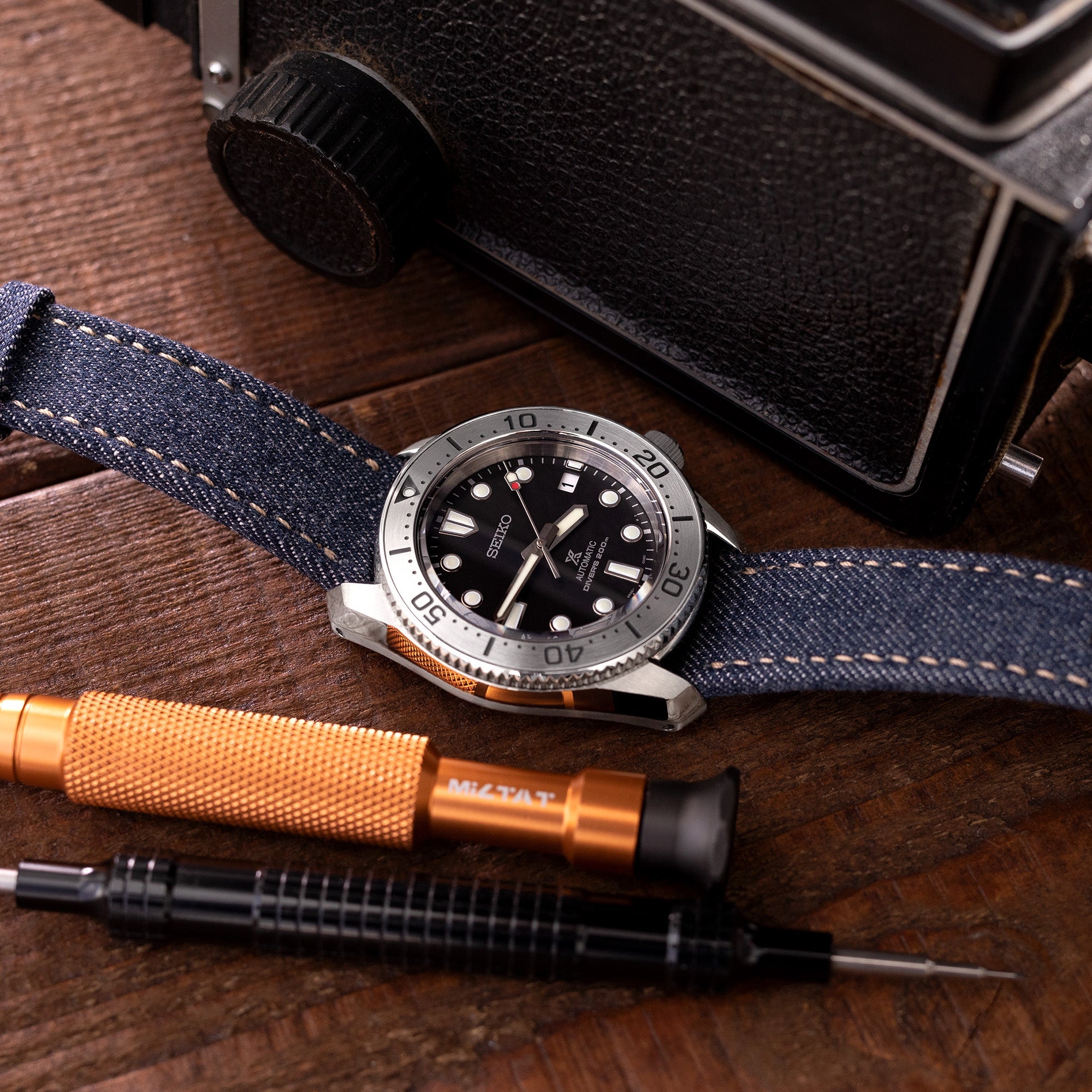 Q.R. Upcycled Denim watch strap 20mm or 22mm Watch Band | Strapcode