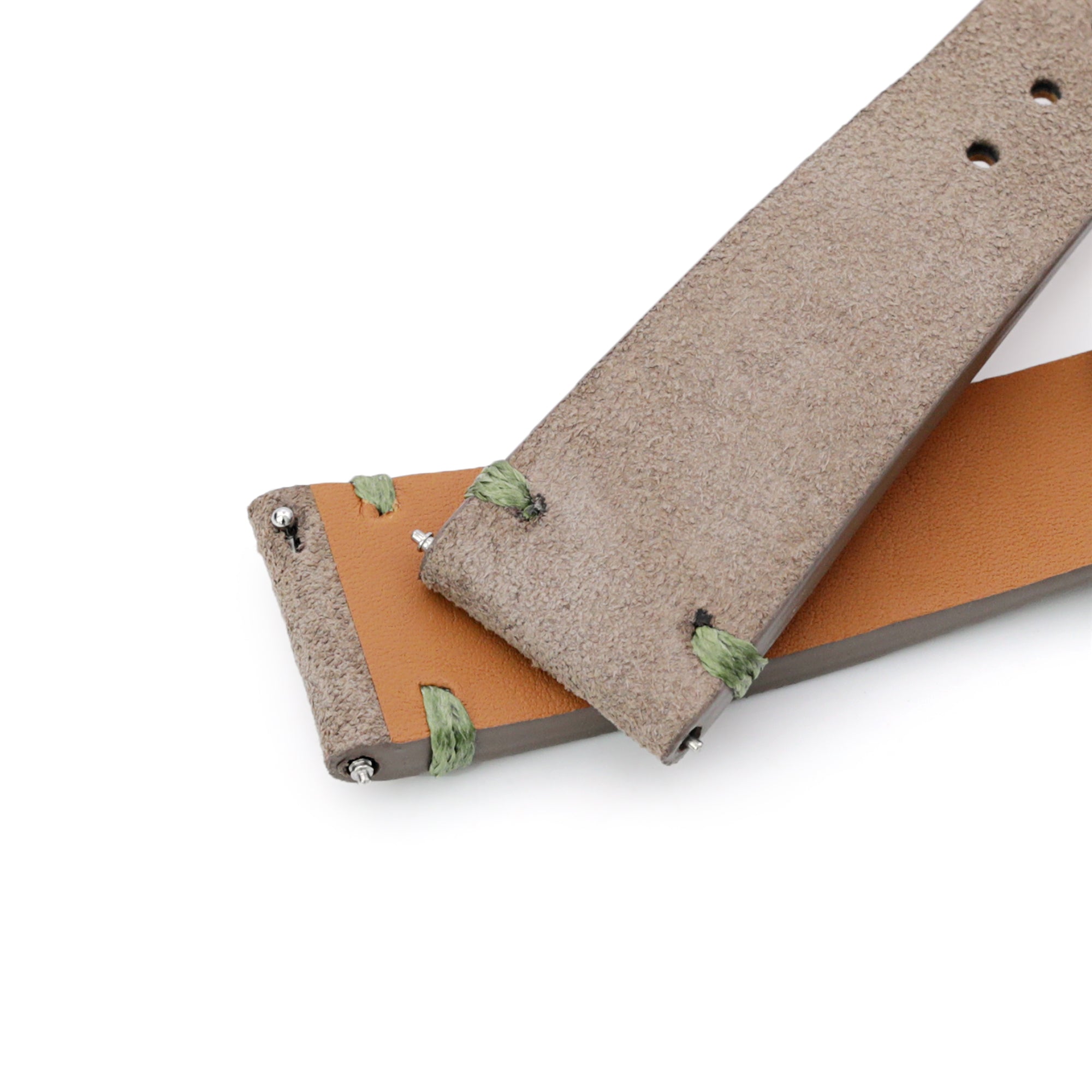 Q.R. Tan Khaki Suede strap 19mm - 21mm Leather Watch Band | Strapcode