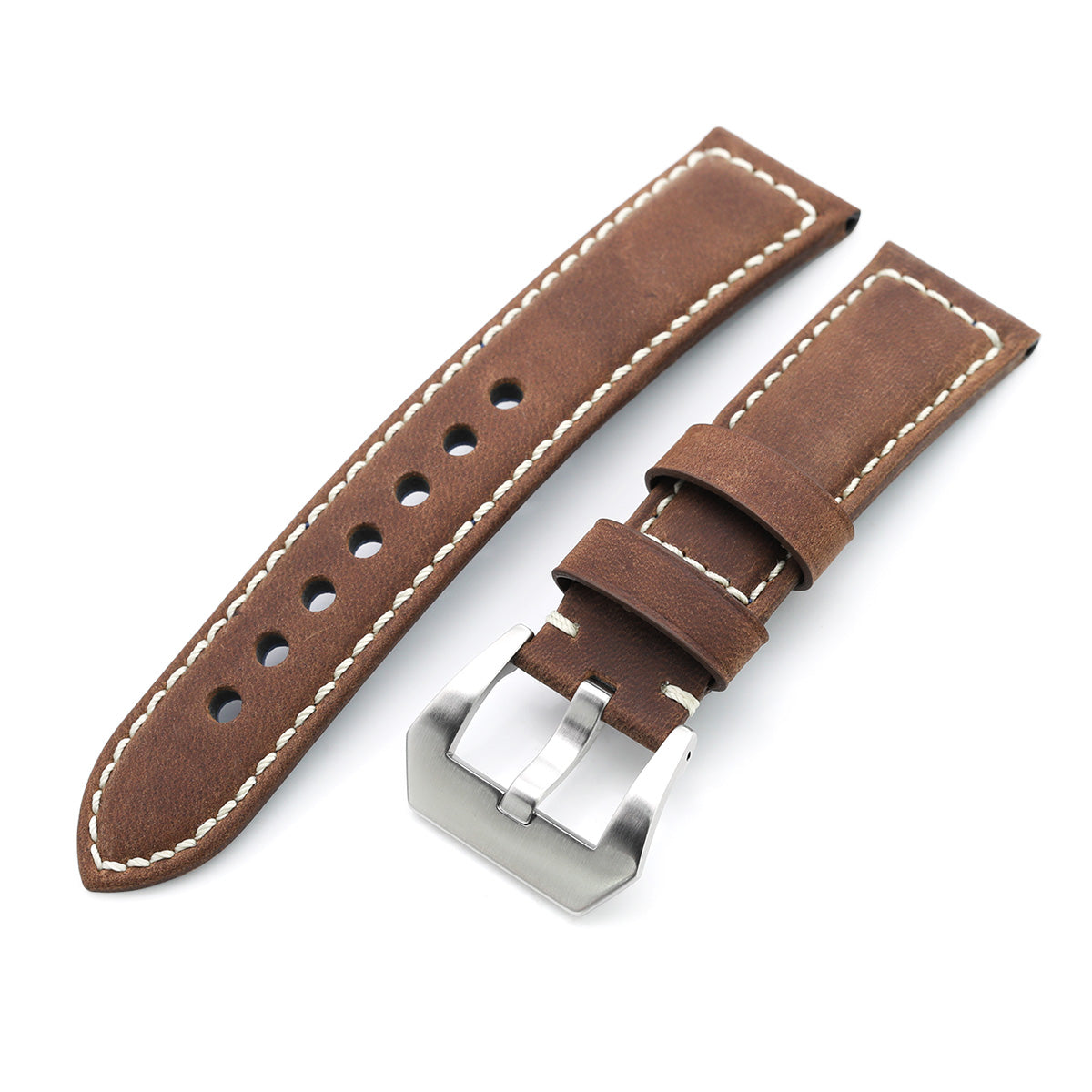 MiLTAT 24mm Mud Brown Nubuck Leather Watch Strap | Strapcode