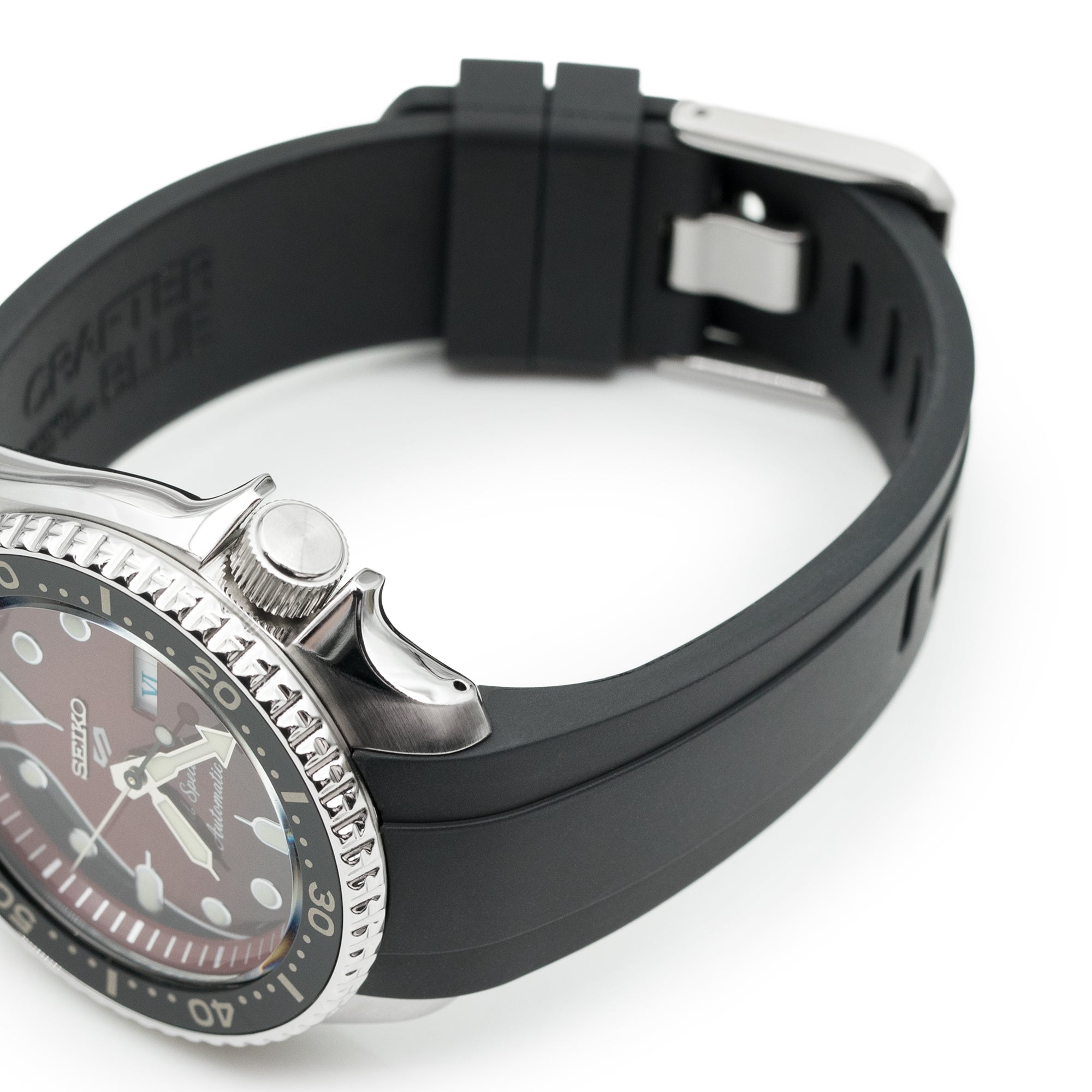 Seiko 5 Mod Fitted Curved End FKM Rubber Watch Band |Crafter Blue ...