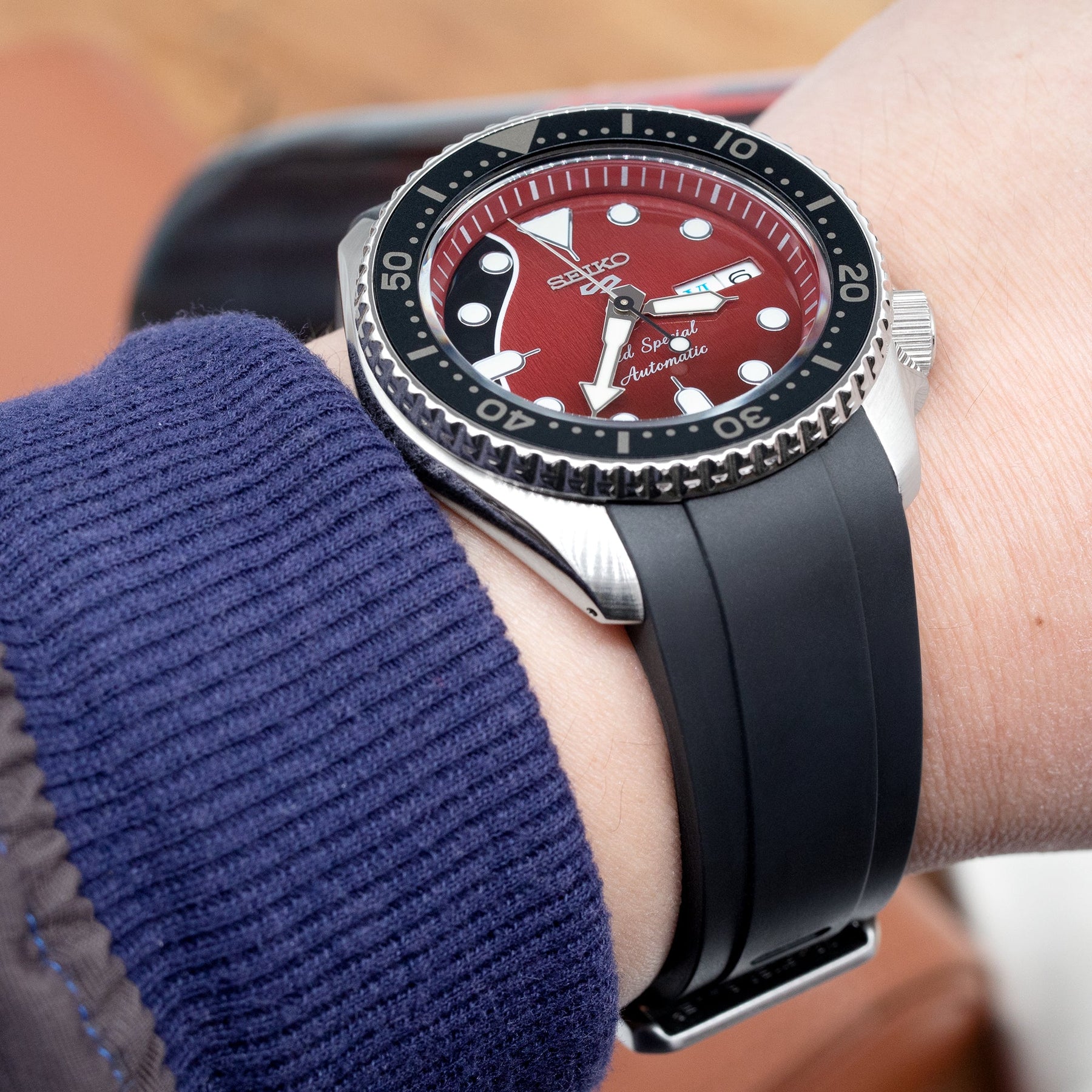 Seiko 5 Mod Fitted Curved End FKM Rubber Watch Band |Crafter Blue ...