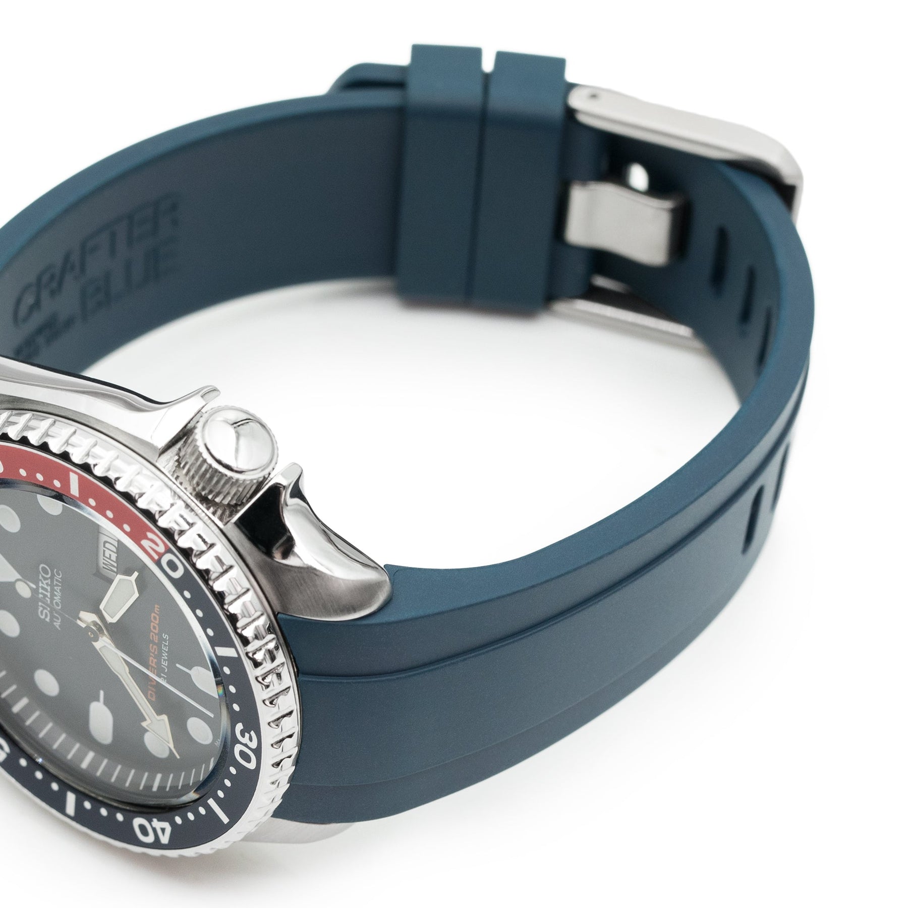 Seiko SKX007 Mod Fitted Curved End FKM Rubber Watch Band |Crafter Blue ...