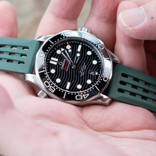 Ocellus Green FKM Rubber Quick Release Watch Strap | Strapcode
