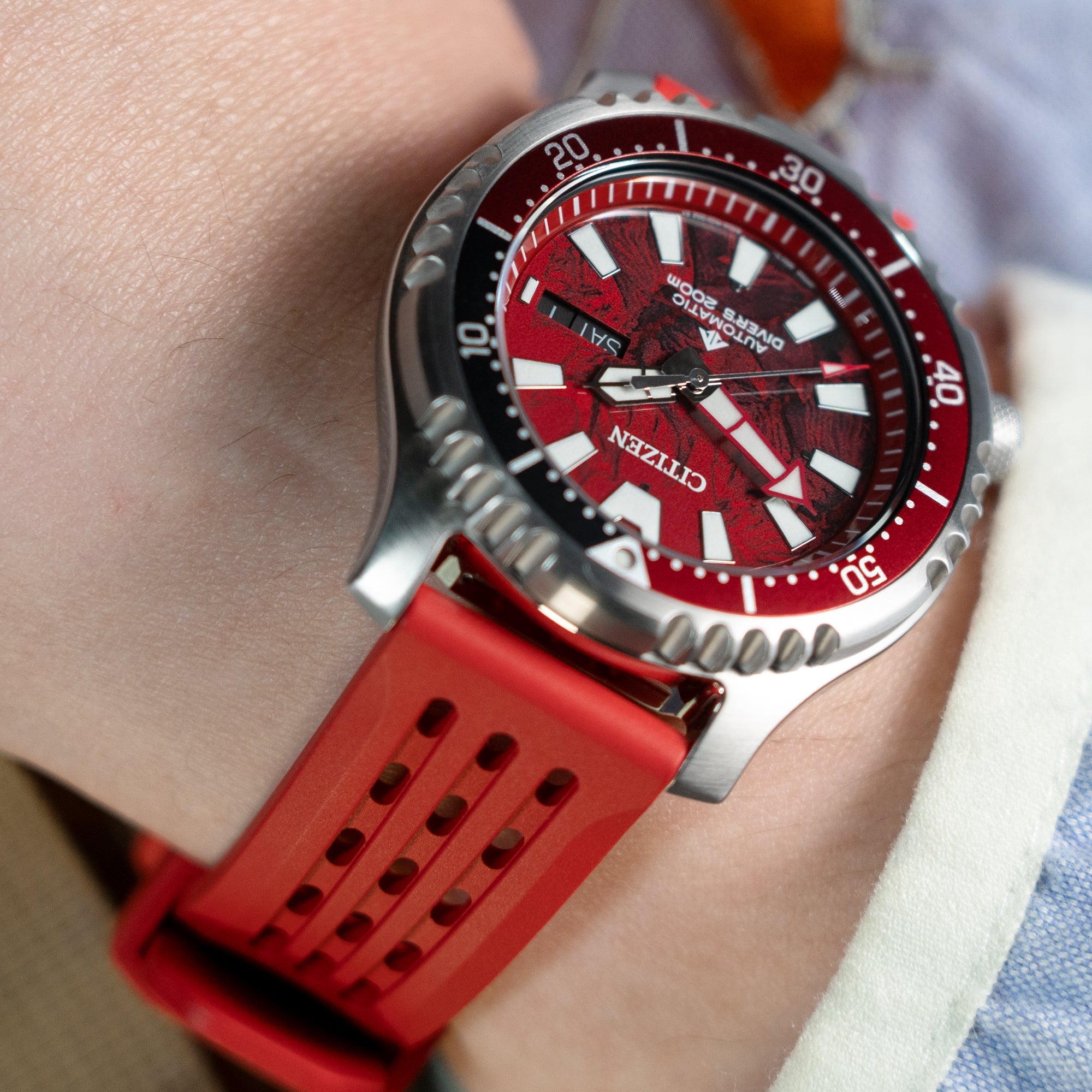 Ocellus Red FKM Rubber Quick Release Watch Strap | Strapcode