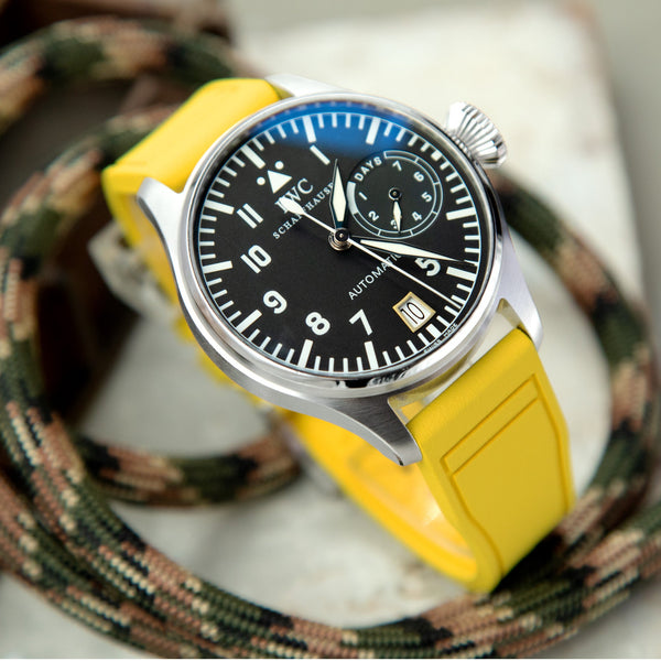 Quick Release Yellow Pilot FKM rubber watch strap | Strapcode