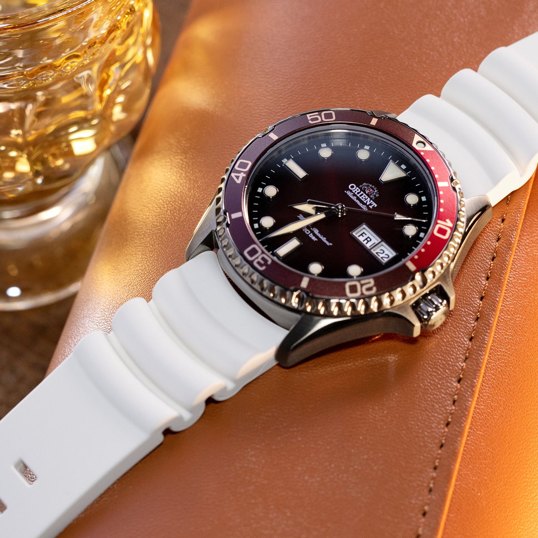 Q.R. Firewave Resilient Curved End FKM rubber Watch Strap | Strapcode