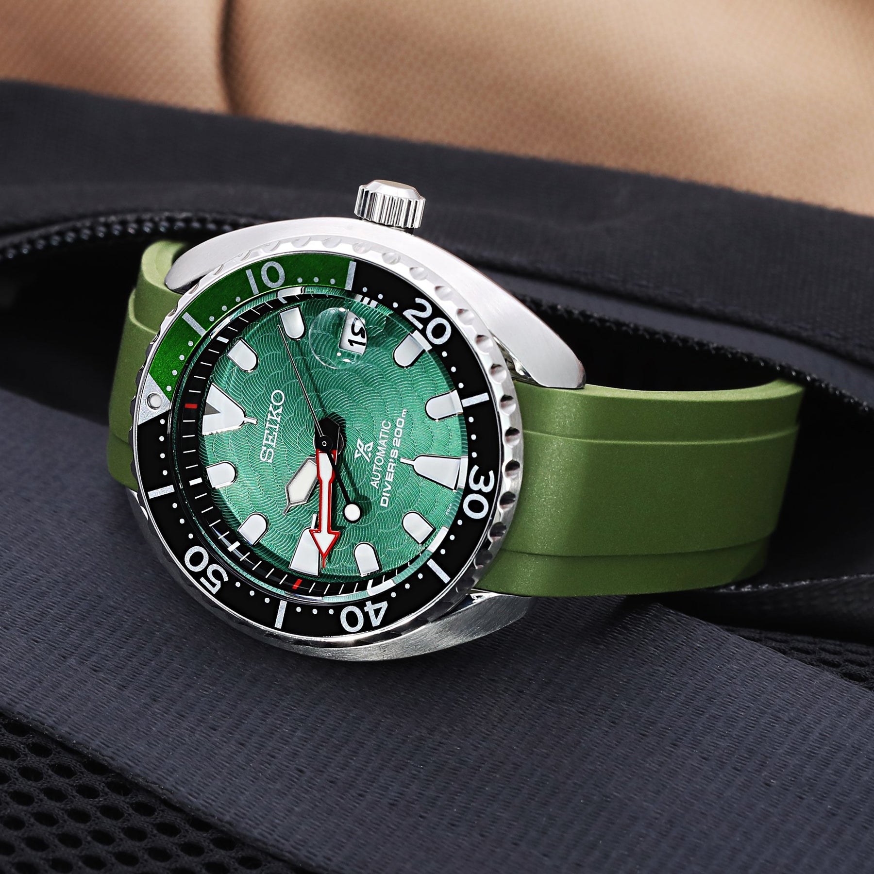 Seiko MM200 & Mini Turtle Crafter Blue Rubber Watch Strap | Strapcode