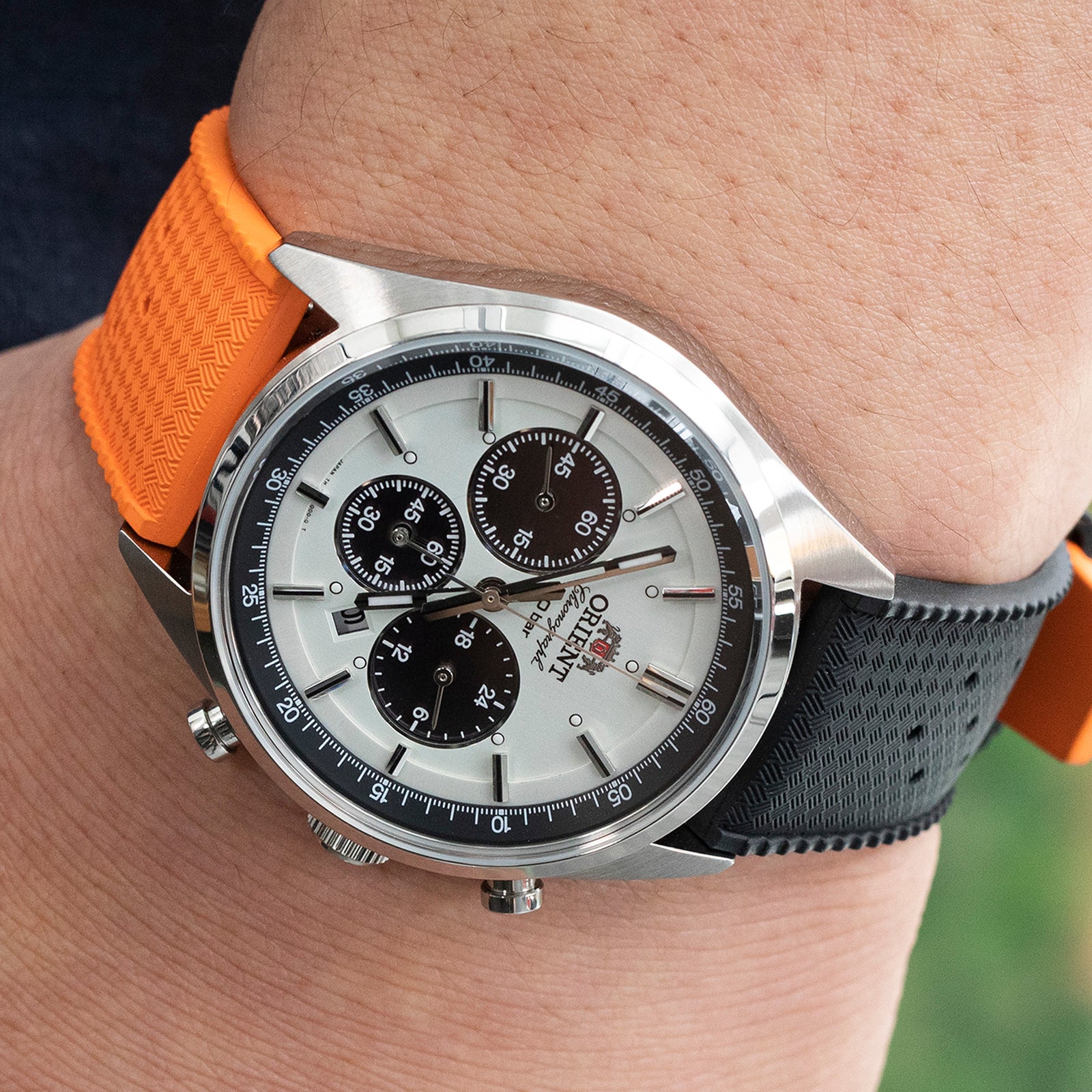 Quick Release Black Tropical-style rubber watch strap | Strapcode