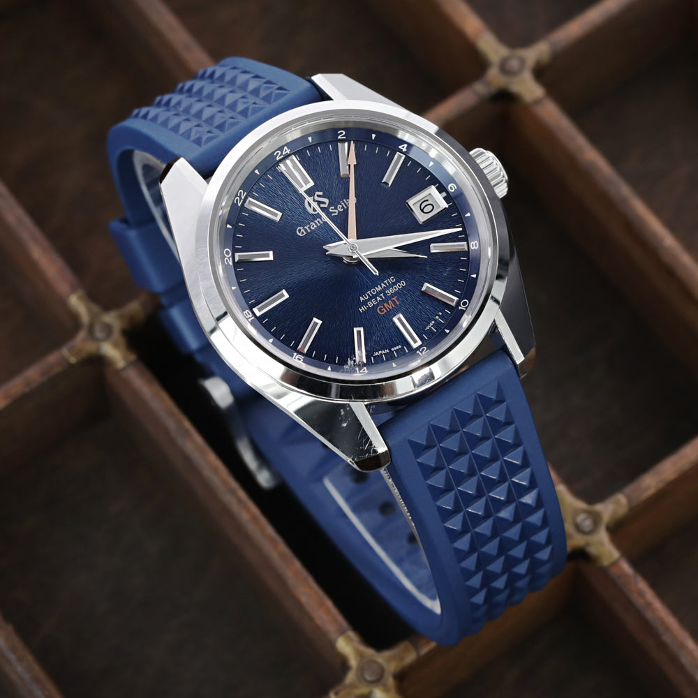19mm?22mm Chaffle FKM Rubber Waffle Watch Band Navy Blue | StrapCode