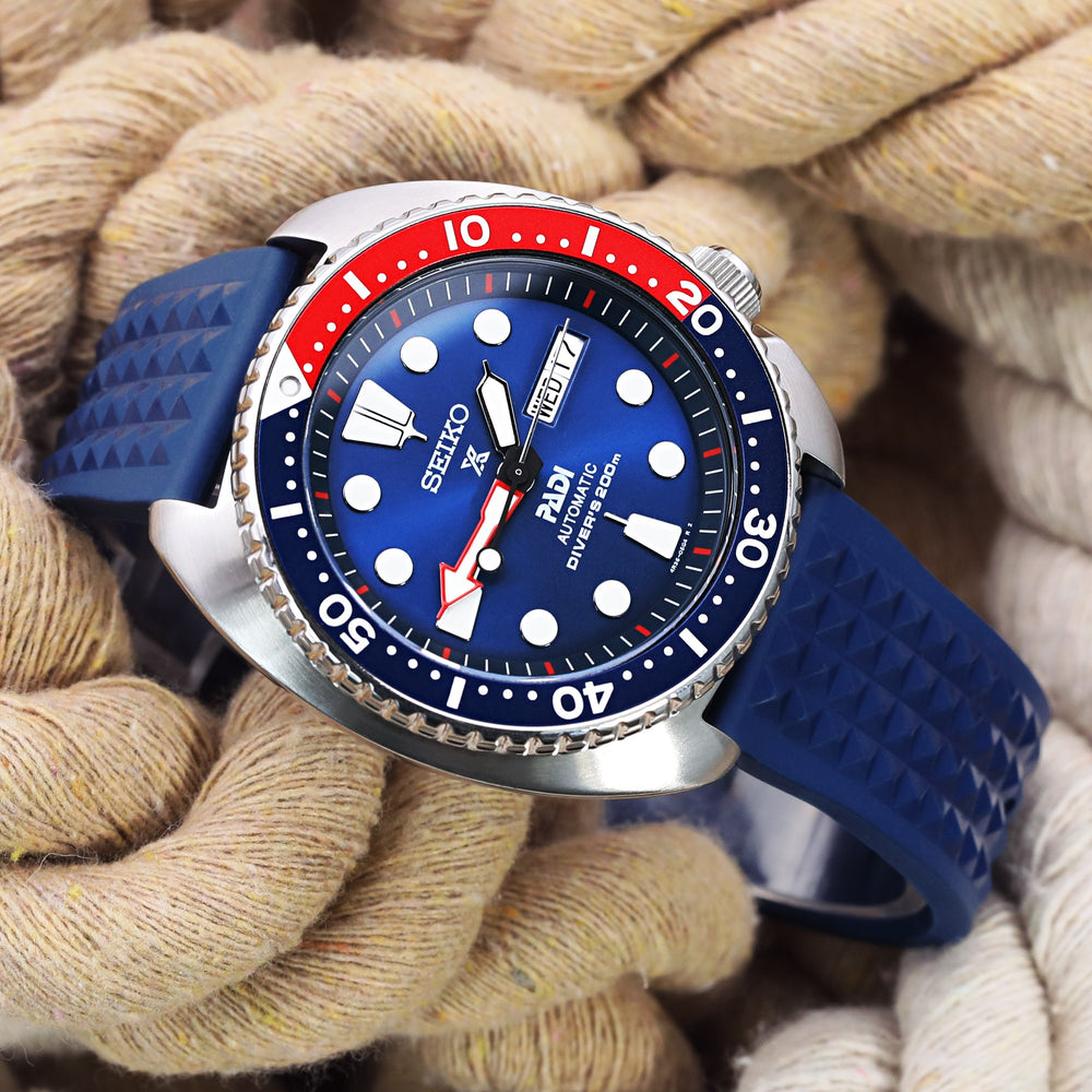 19mm?22mm Chaffle FKM Rubber Waffle Watch Band Navy Blue | StrapCode