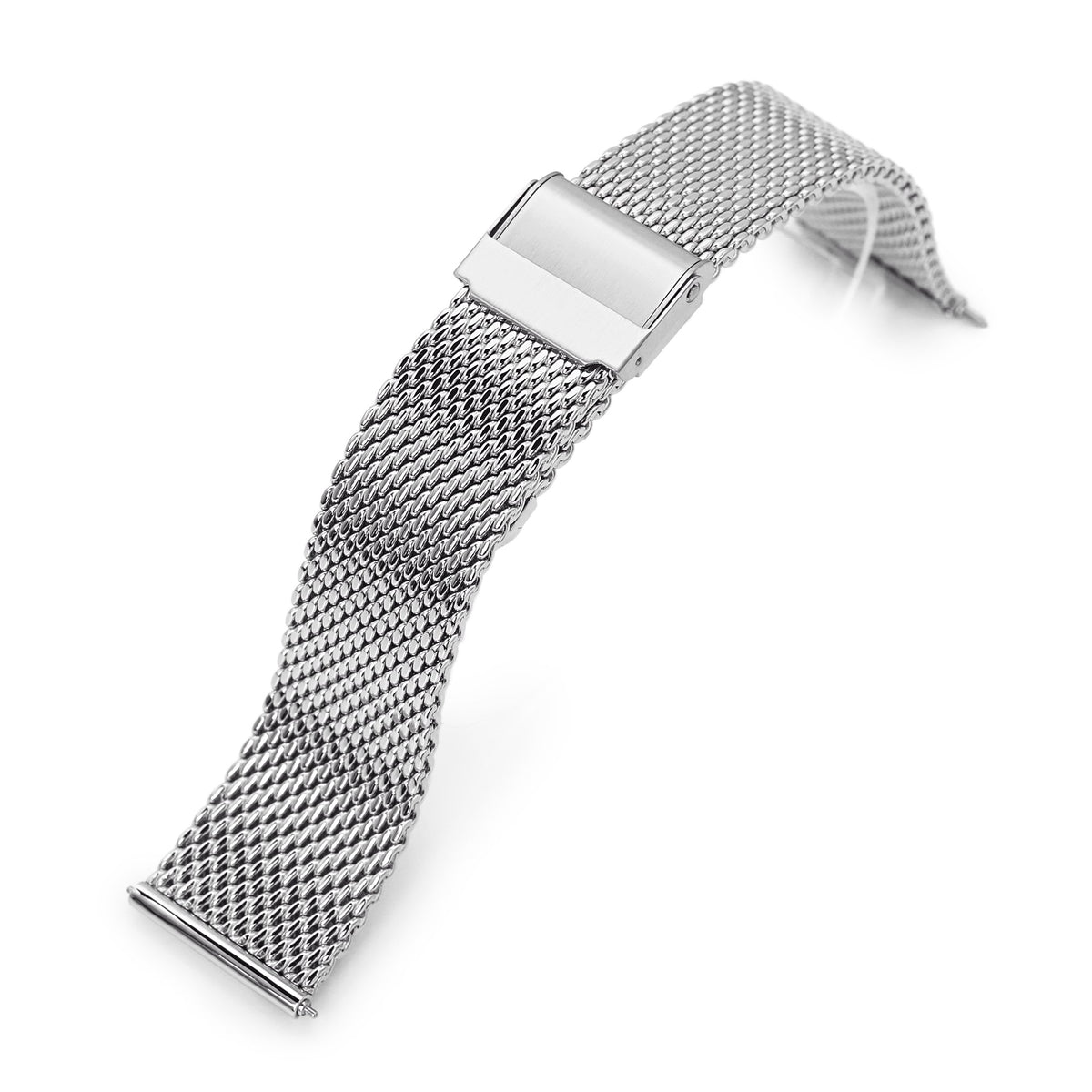 Quick Release Tapered Milanese Polished Mesh Watch Band | Strapcode