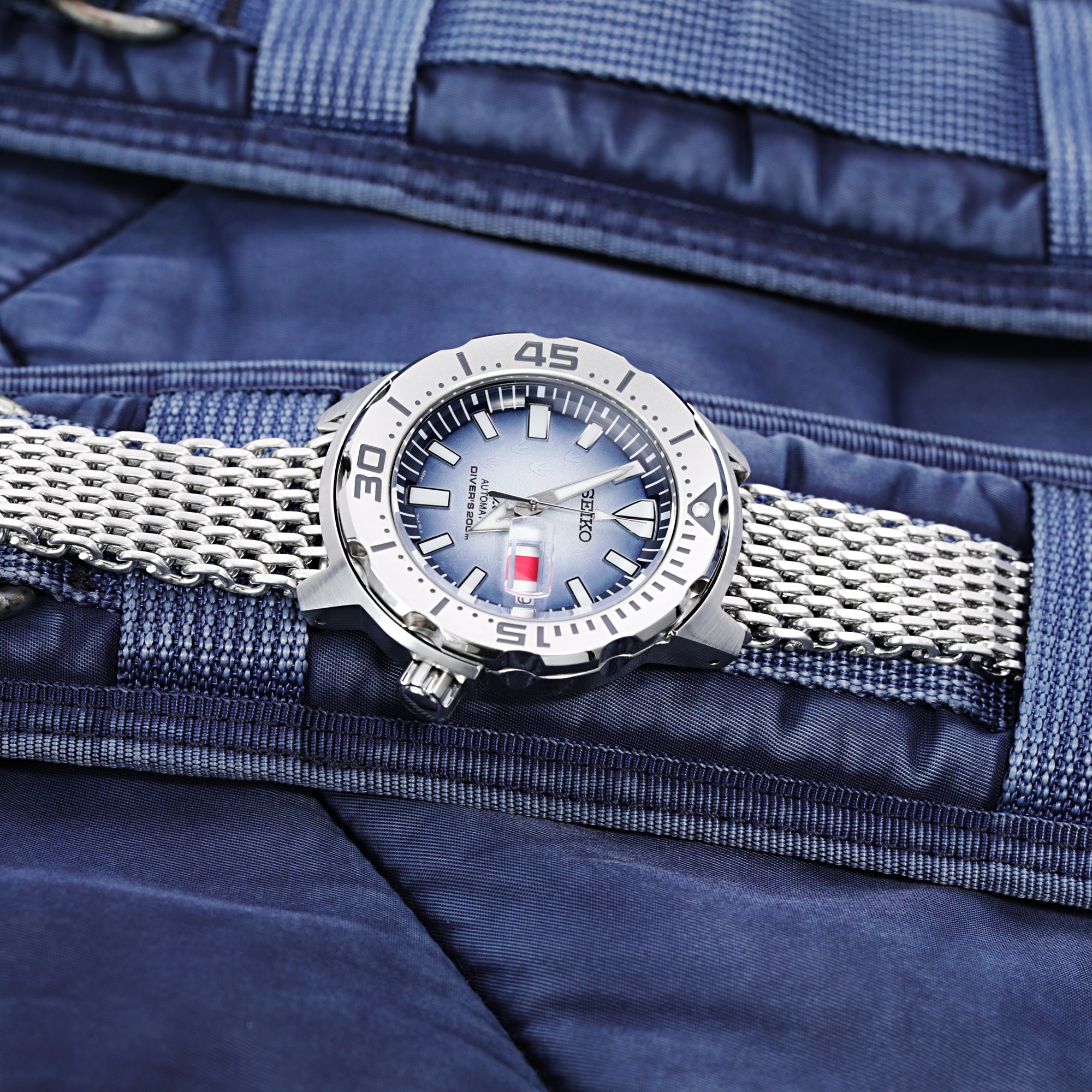 20mm Tapered Shark Mesh Stainless Steel Watch Bracelet | StrapCode ...