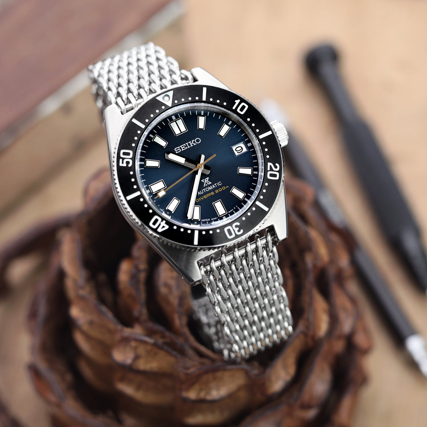 20mm Tapered Shark Mesh Stainless Steel Watch Bracelet | StrapCode